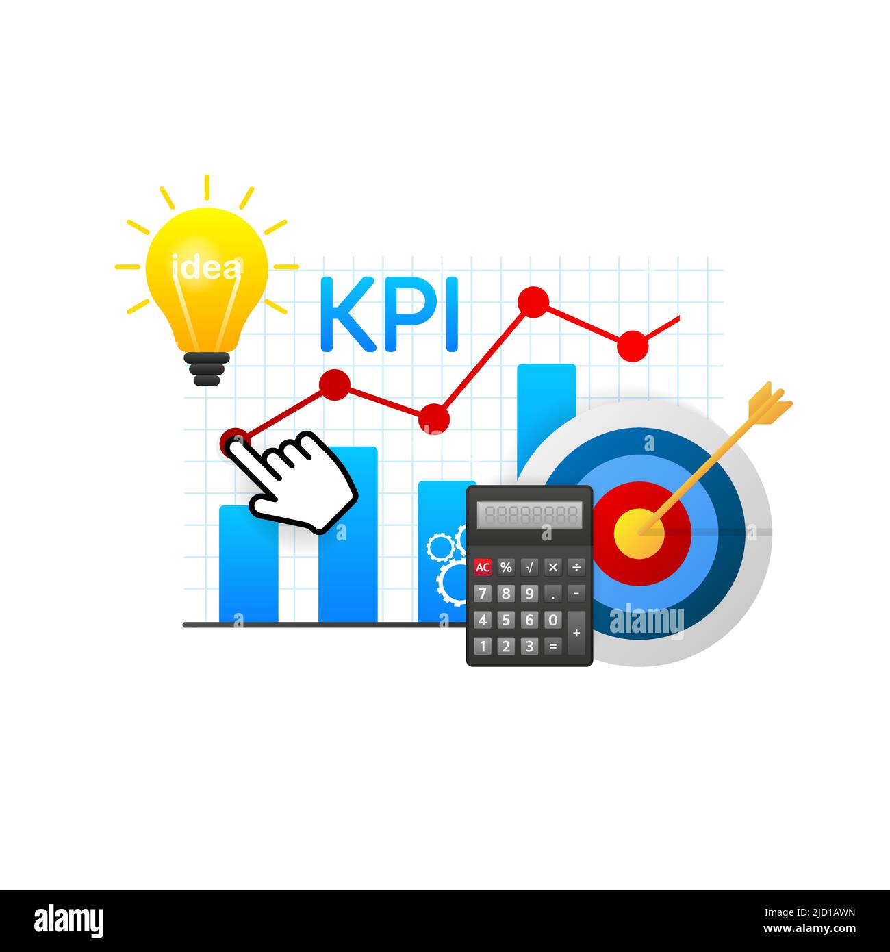Flat icon with kpi for marketing design. Financial investment. Business ...