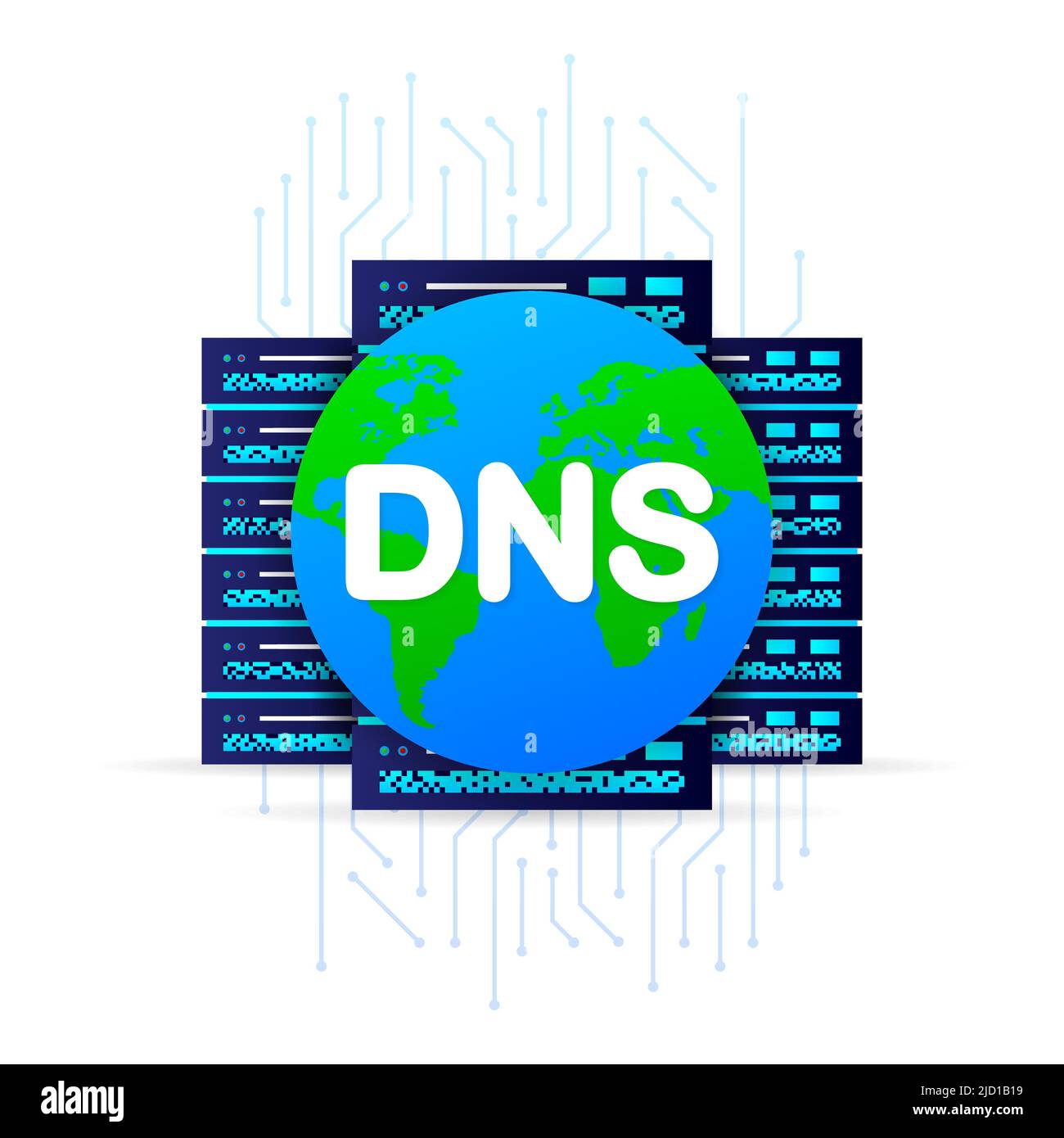 DNS icon on white background. Isolated vector illustration. Cyber ...