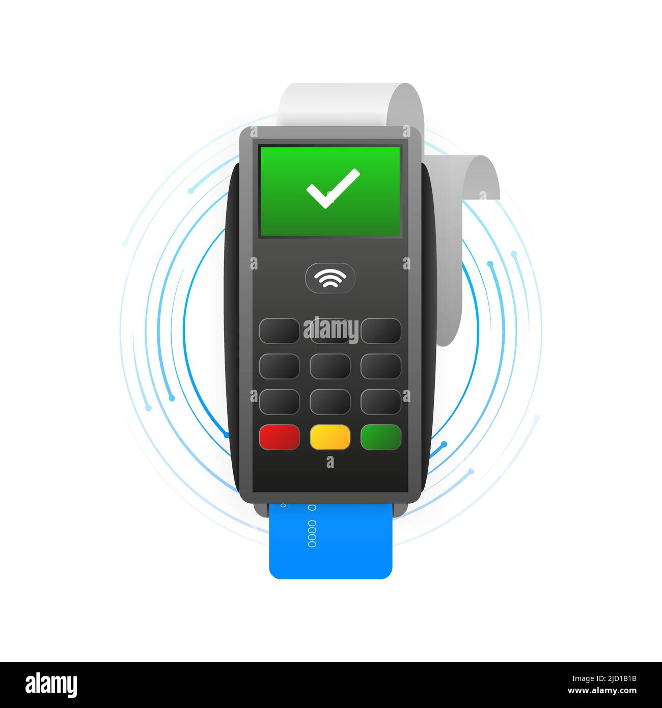 POS Terminal on a white background. Approved terminal operation Stock ...