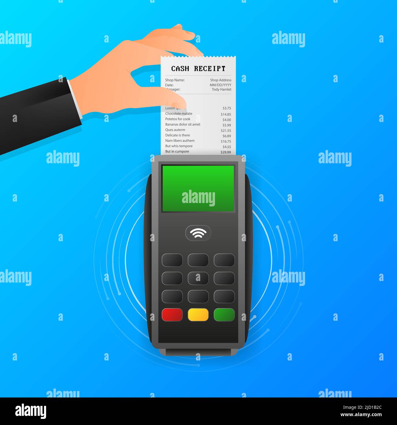 POS Terminal on a white background. Approved terminal operation Stock ...
