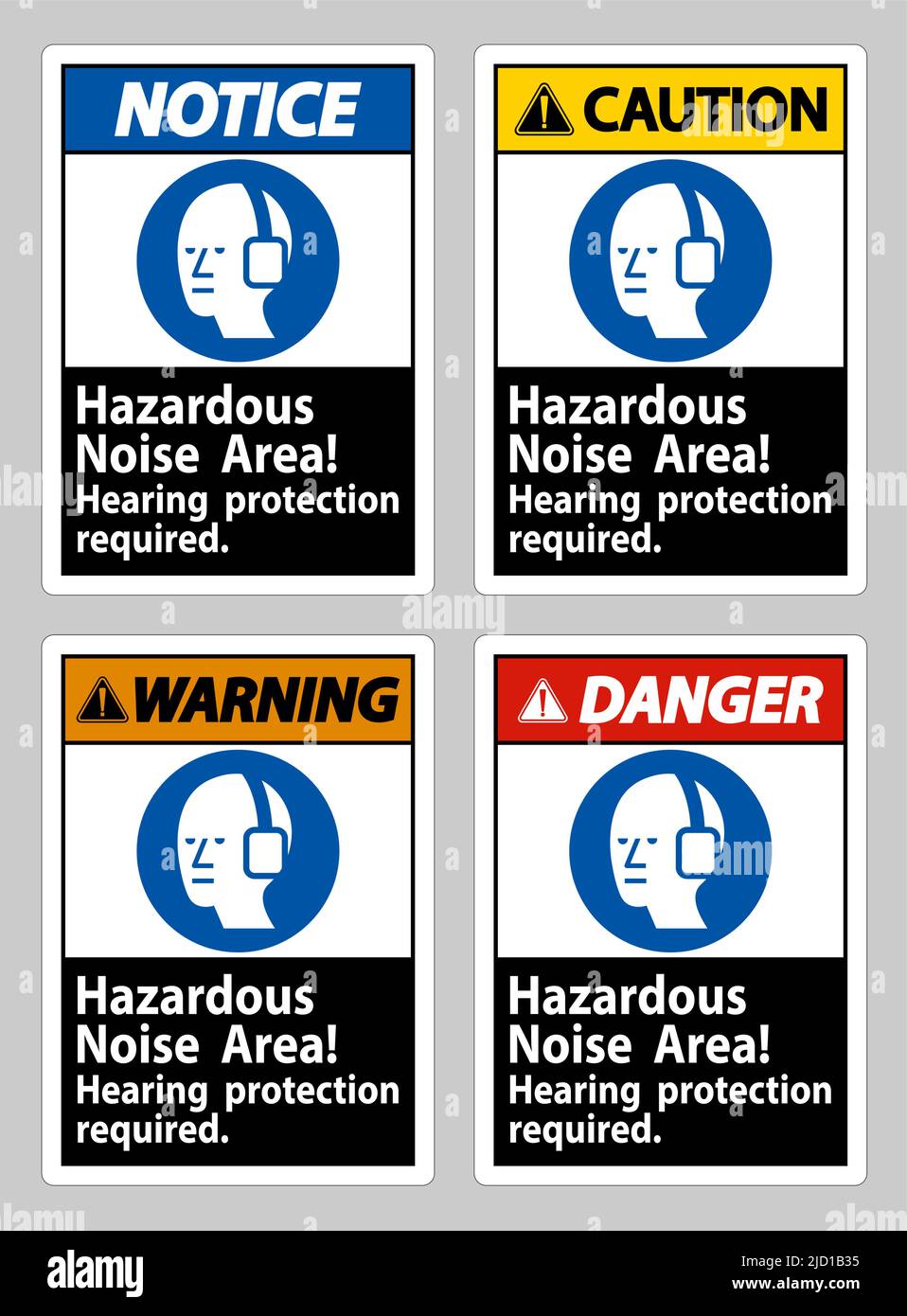 Hazardous Noise Area, Hearing Protection Required Stock Vector Image ...