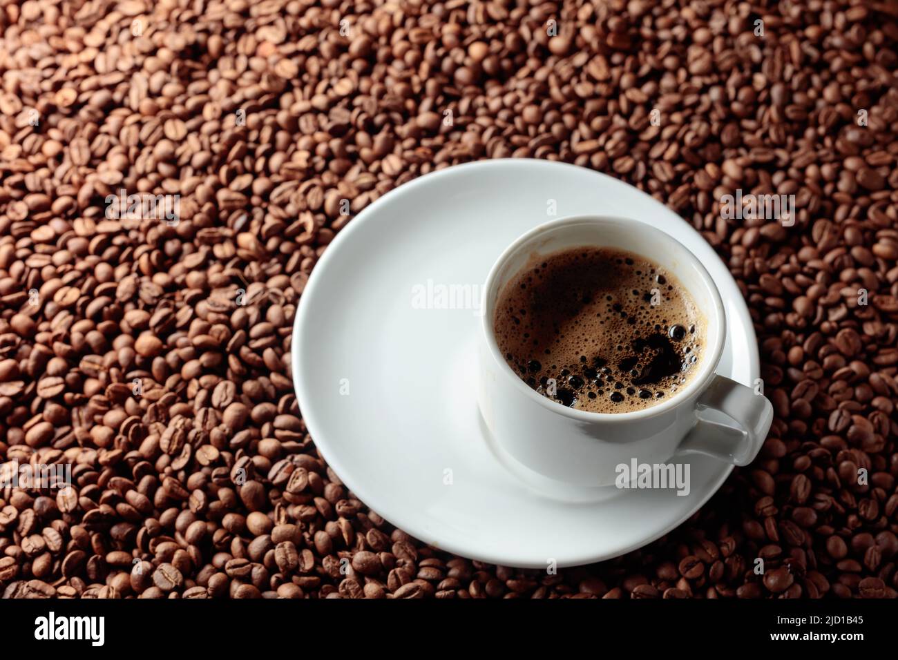 Top view above of black hot coffee in a white ceramic cup Stock Photo ...