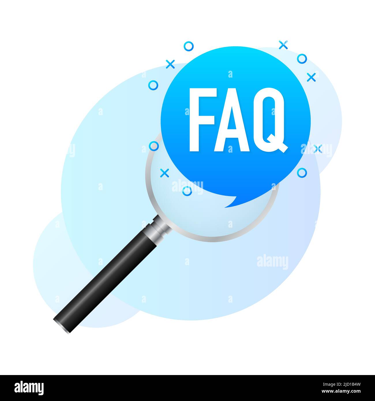 Frequently Asked Questions FAQ Label. Loupe icon with FAQ Stock Vector ...