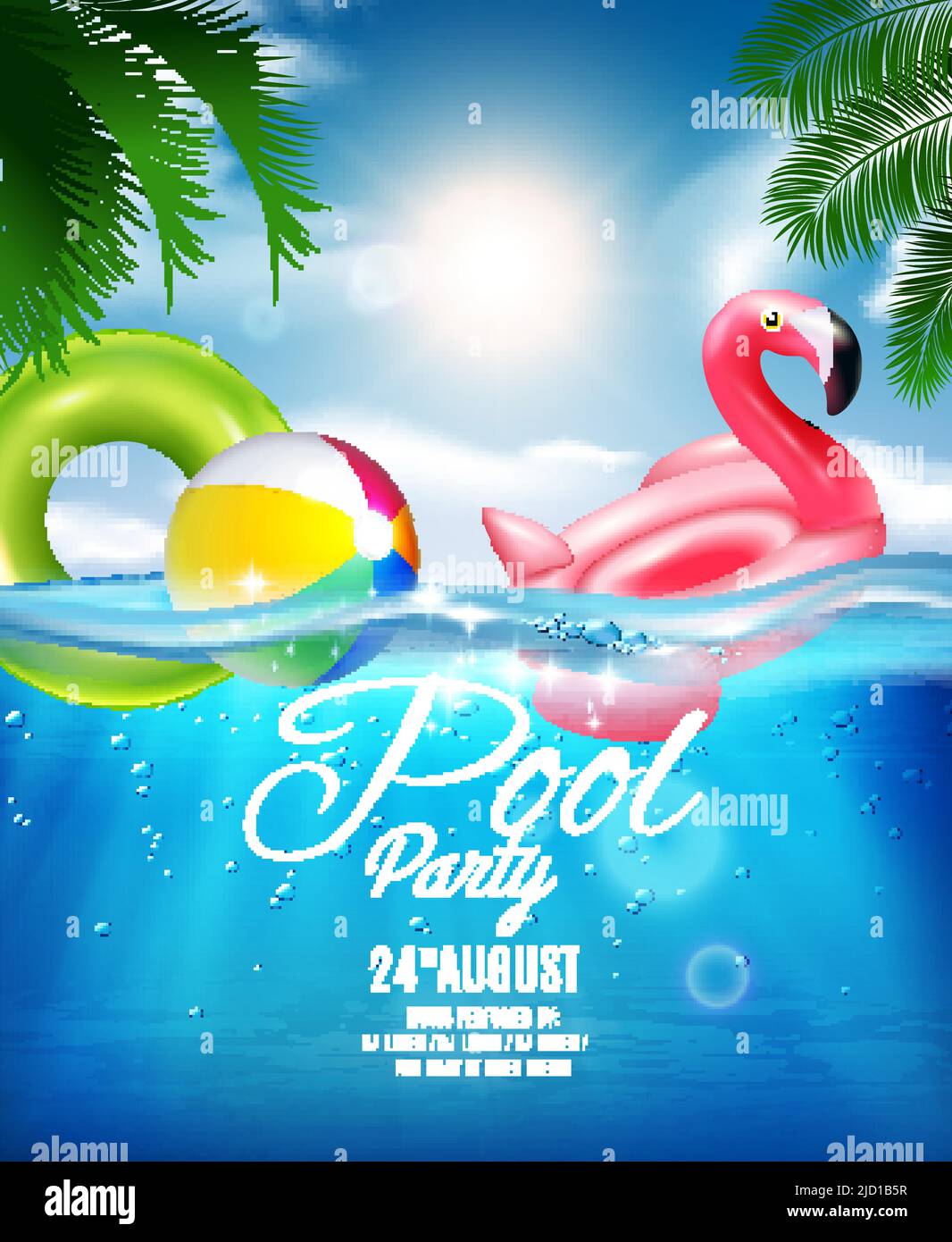 Underwater pool party composition realistic background with ...