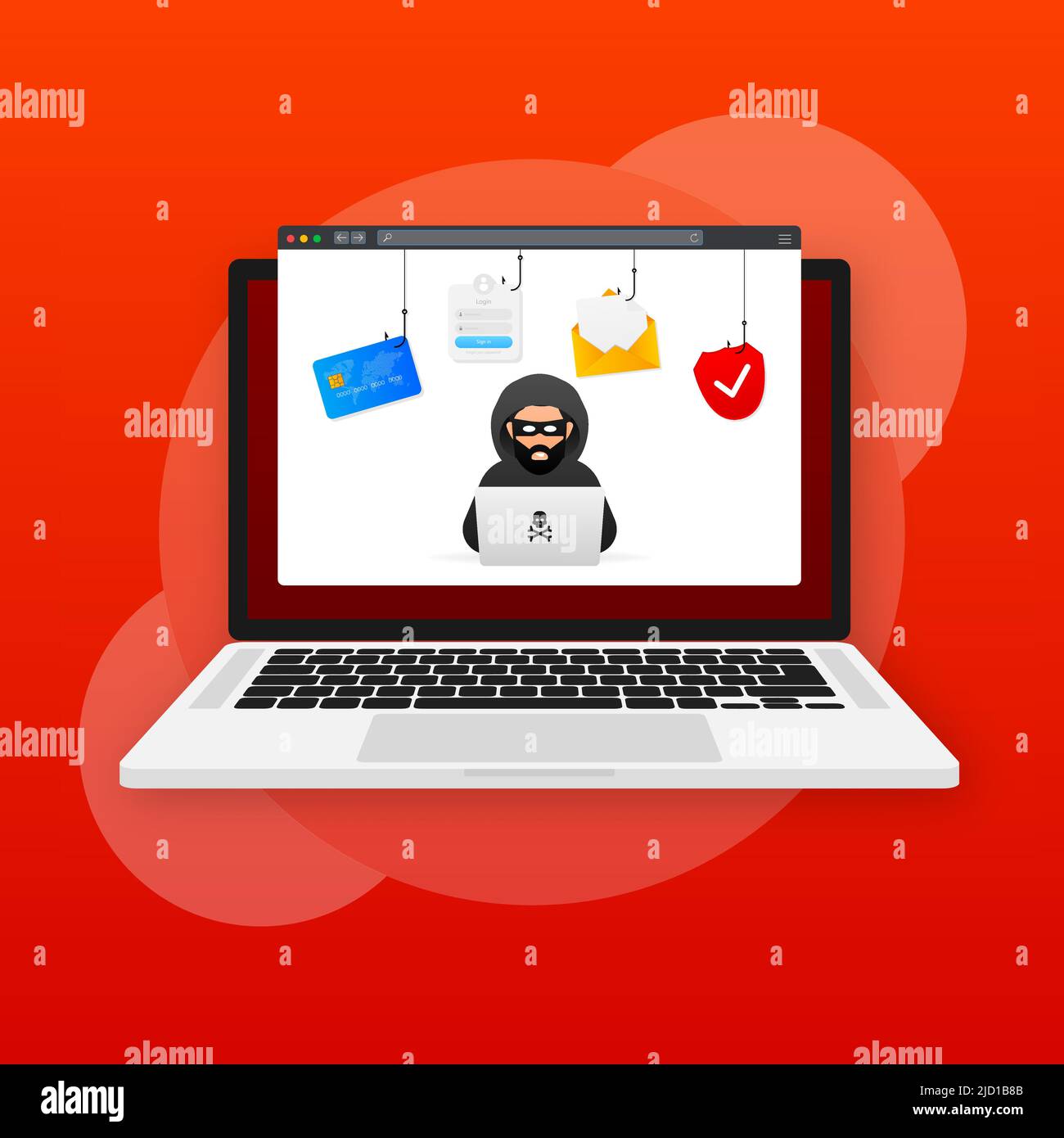 Hacked, great design for any purposes. Internet technology. Cyber crime, hacker attack. Phishing ...