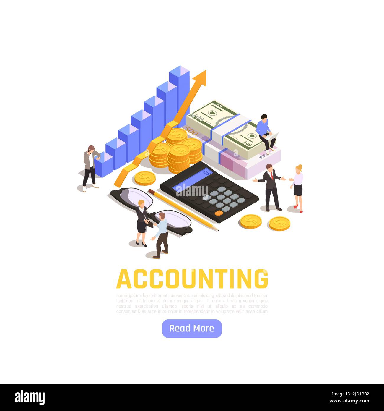 Accounting isometric illustration with business people auditors and ...
