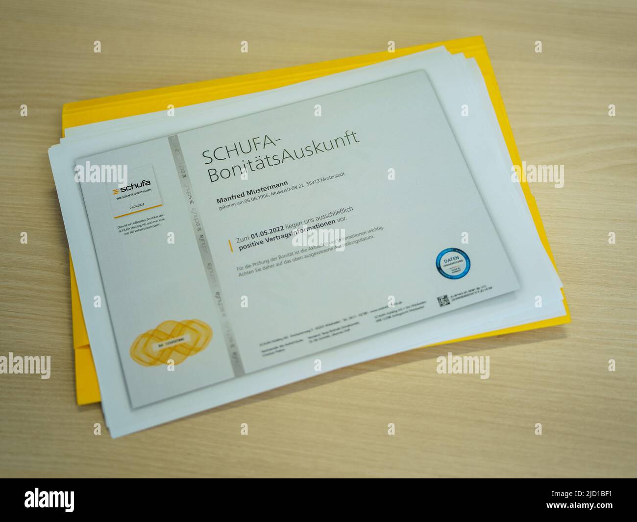 Wiesbaden, Germany. 14th June, 2022. A Schufa credit report is on the ...