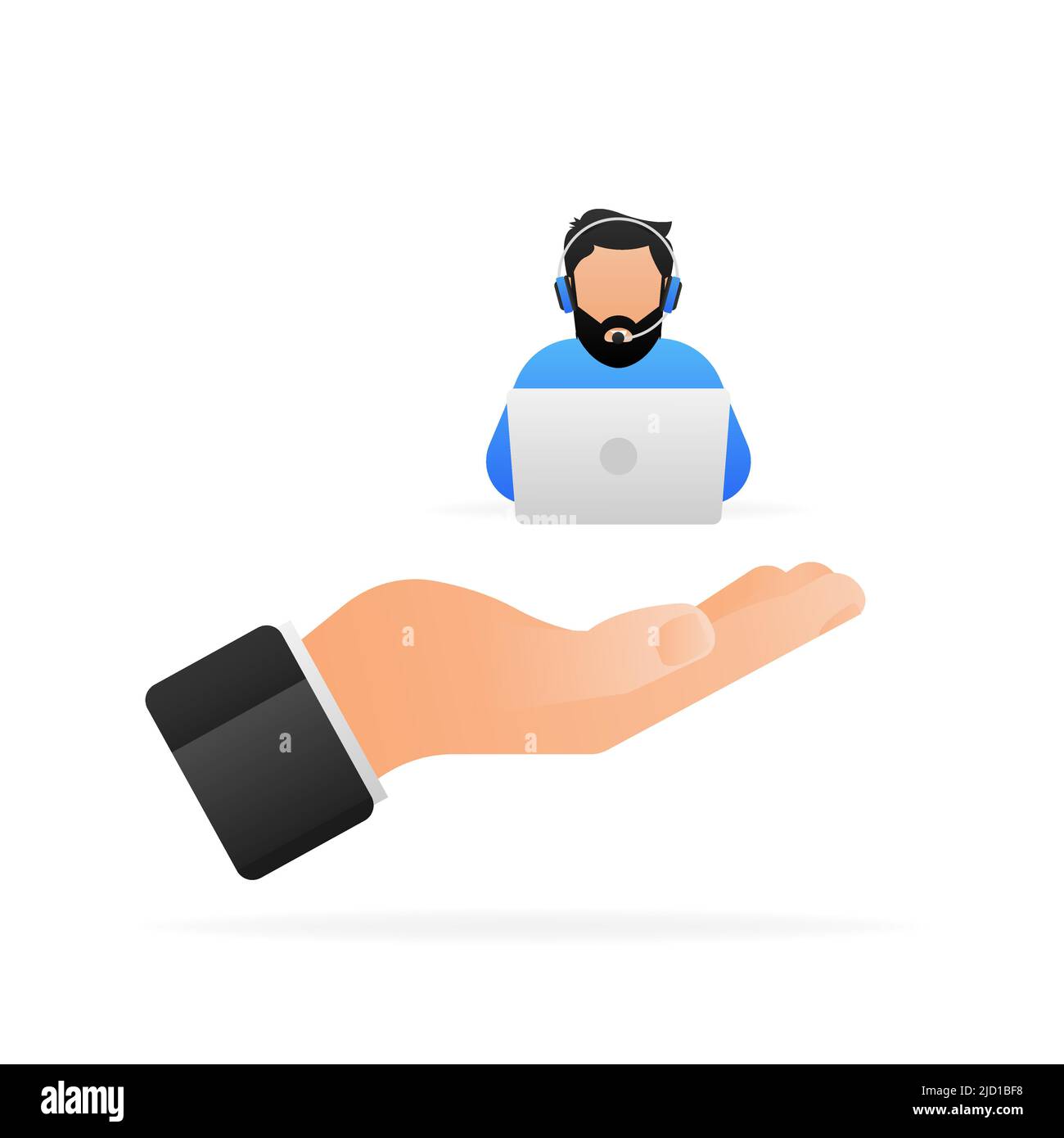 Customer help. Tech support. Cartoon vector illustration. Feedback ...