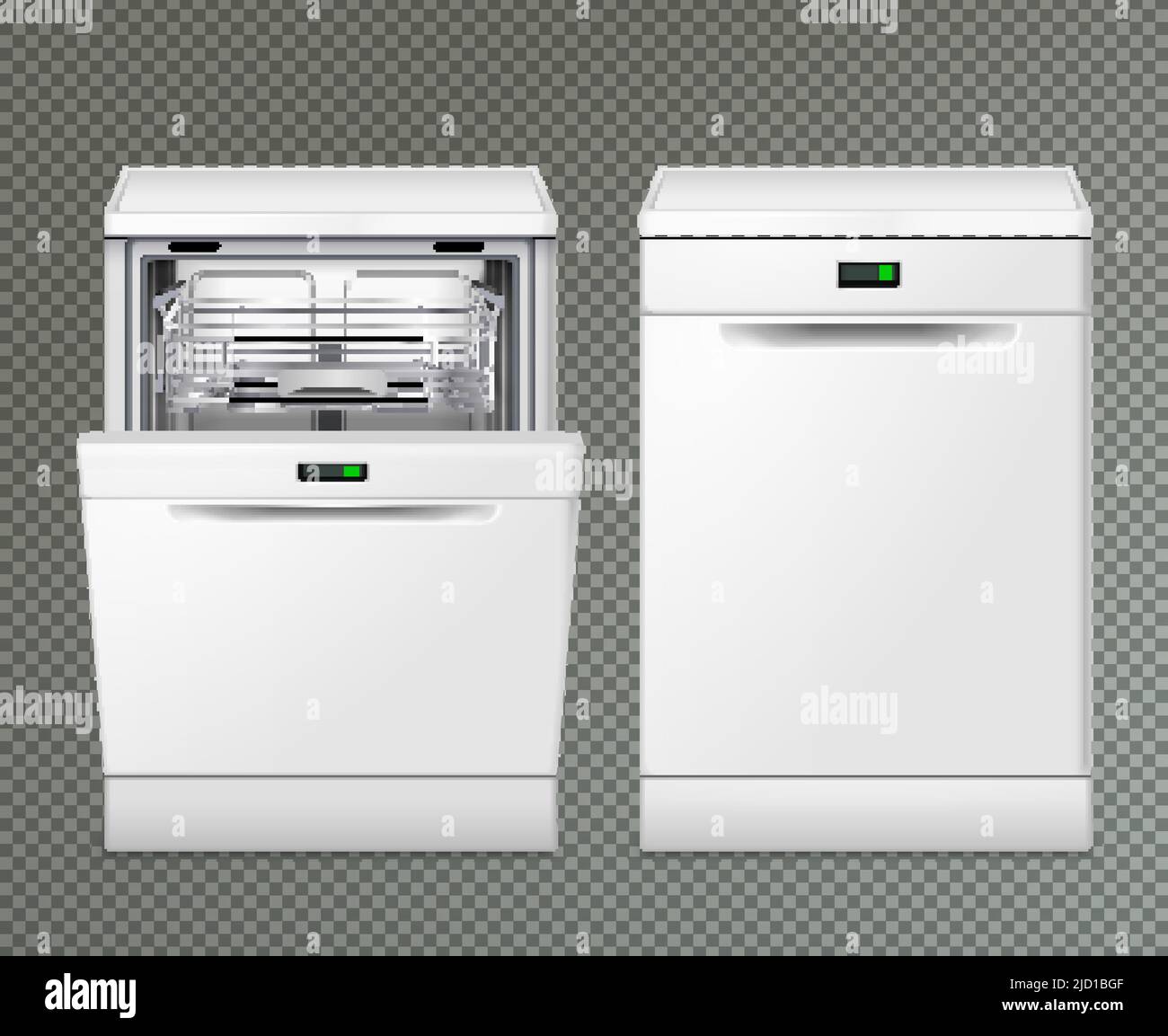 Dishwasher machine set of realistic images on transparent background ...