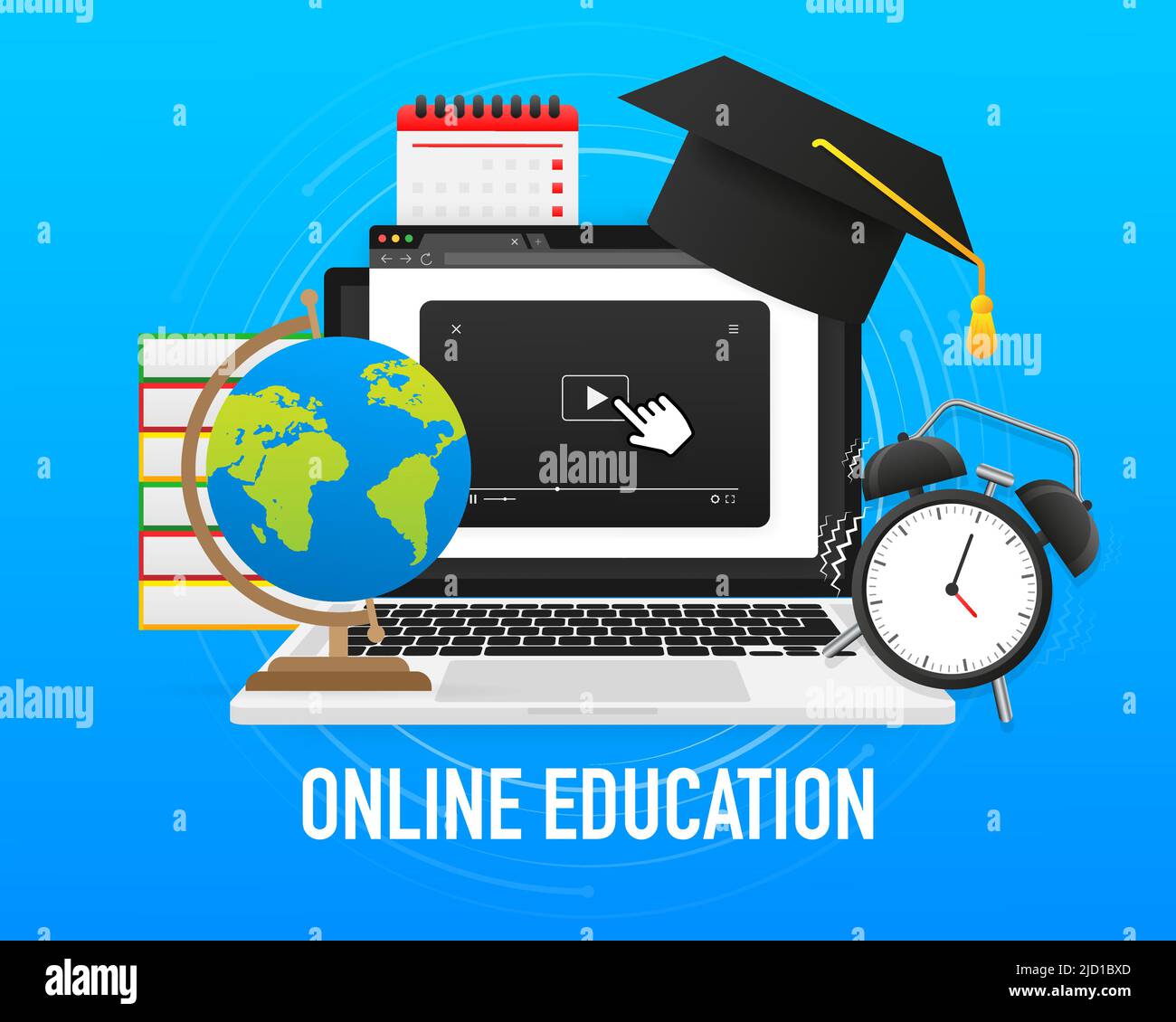 Online education, online study concept. Computer technology flat ...