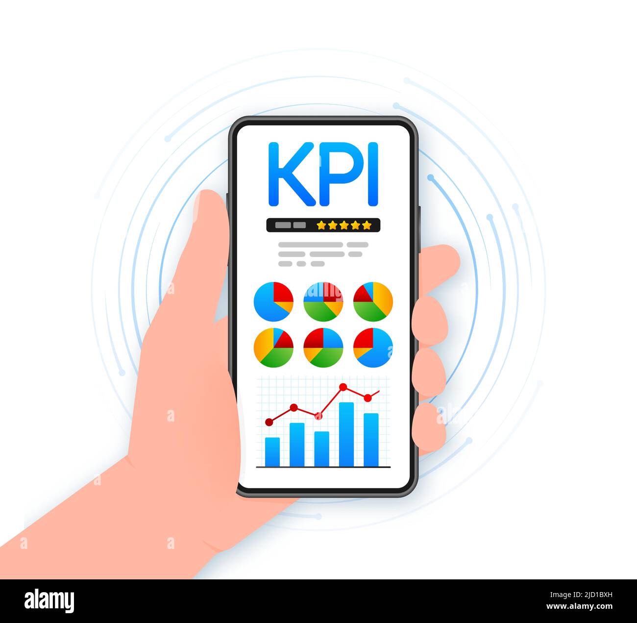 Flat icon with kpi for marketing design. Financial investment. Business ...