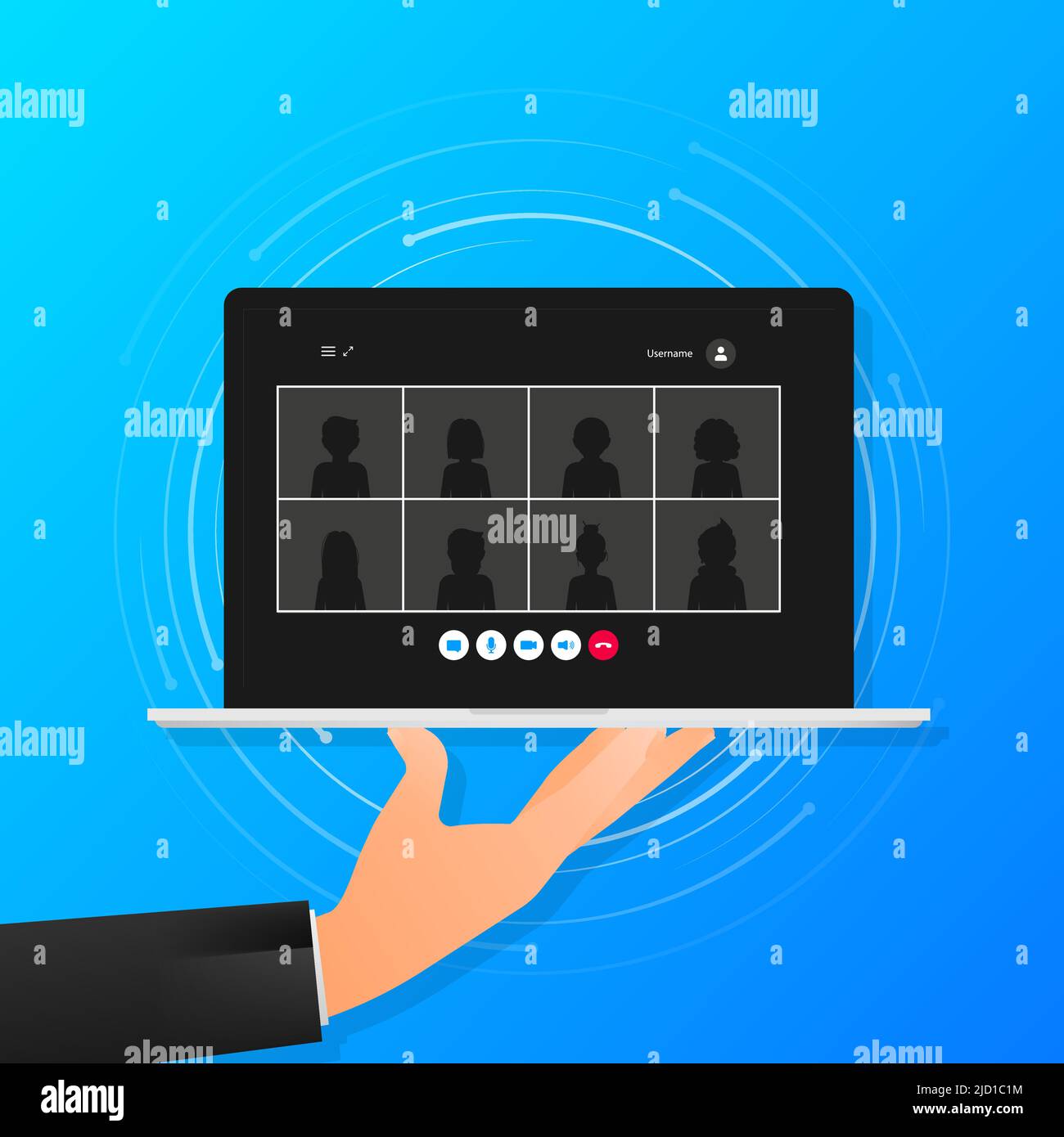 Video call family laptop screen Stock Vector Images - Alamy