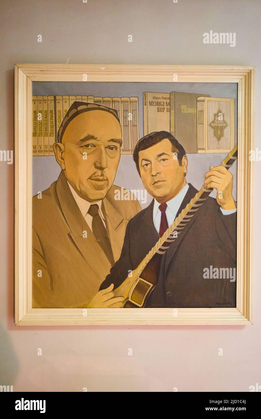 A portrait, painting of the musician with another dutar player. At the ...