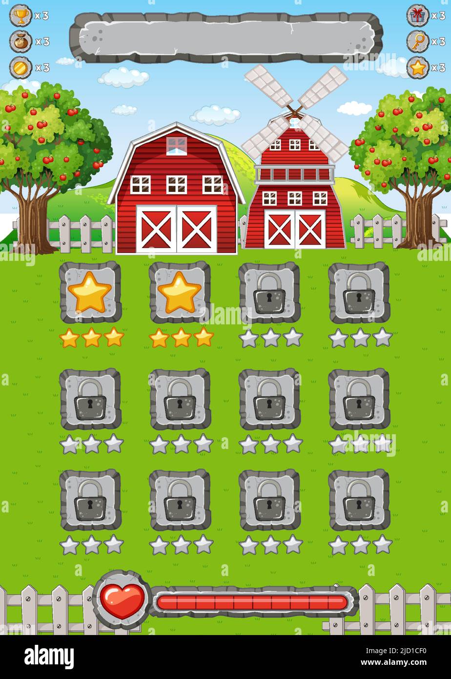 Game template rural farm background illustration Stock Vector Image ...