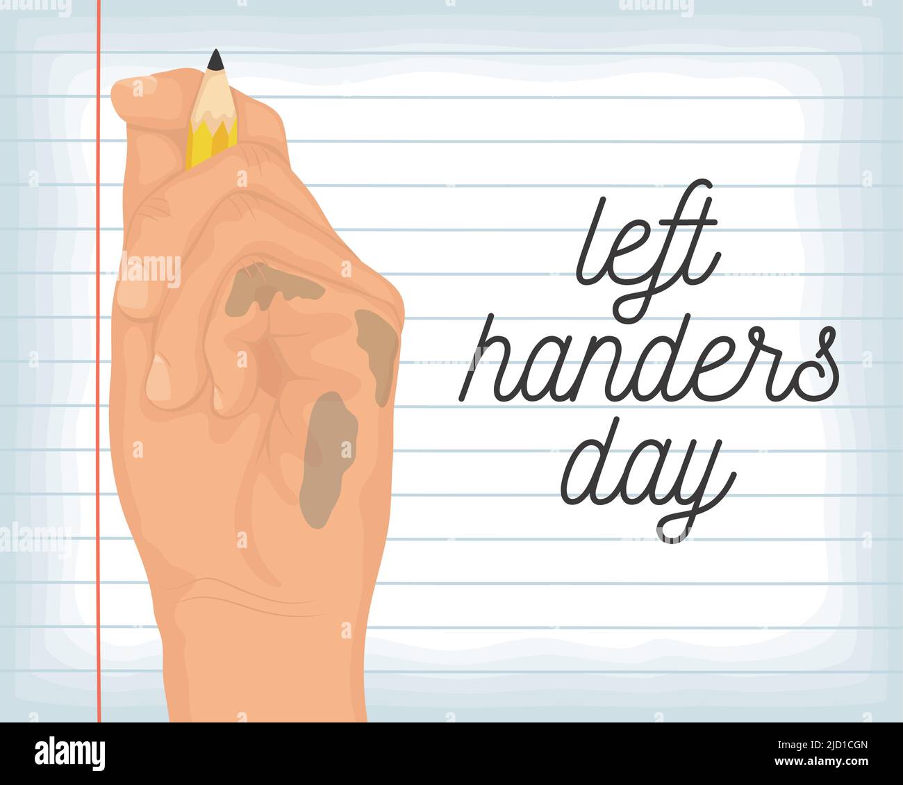 left handers day lettering postcard with hand writing Stock Vector ...