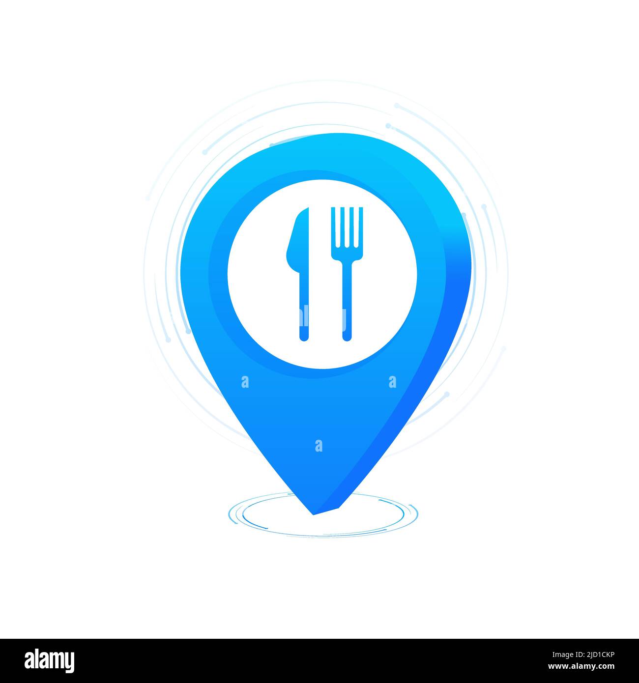 Marker location icon with restaurant sign. Modern illustration. Vector ...