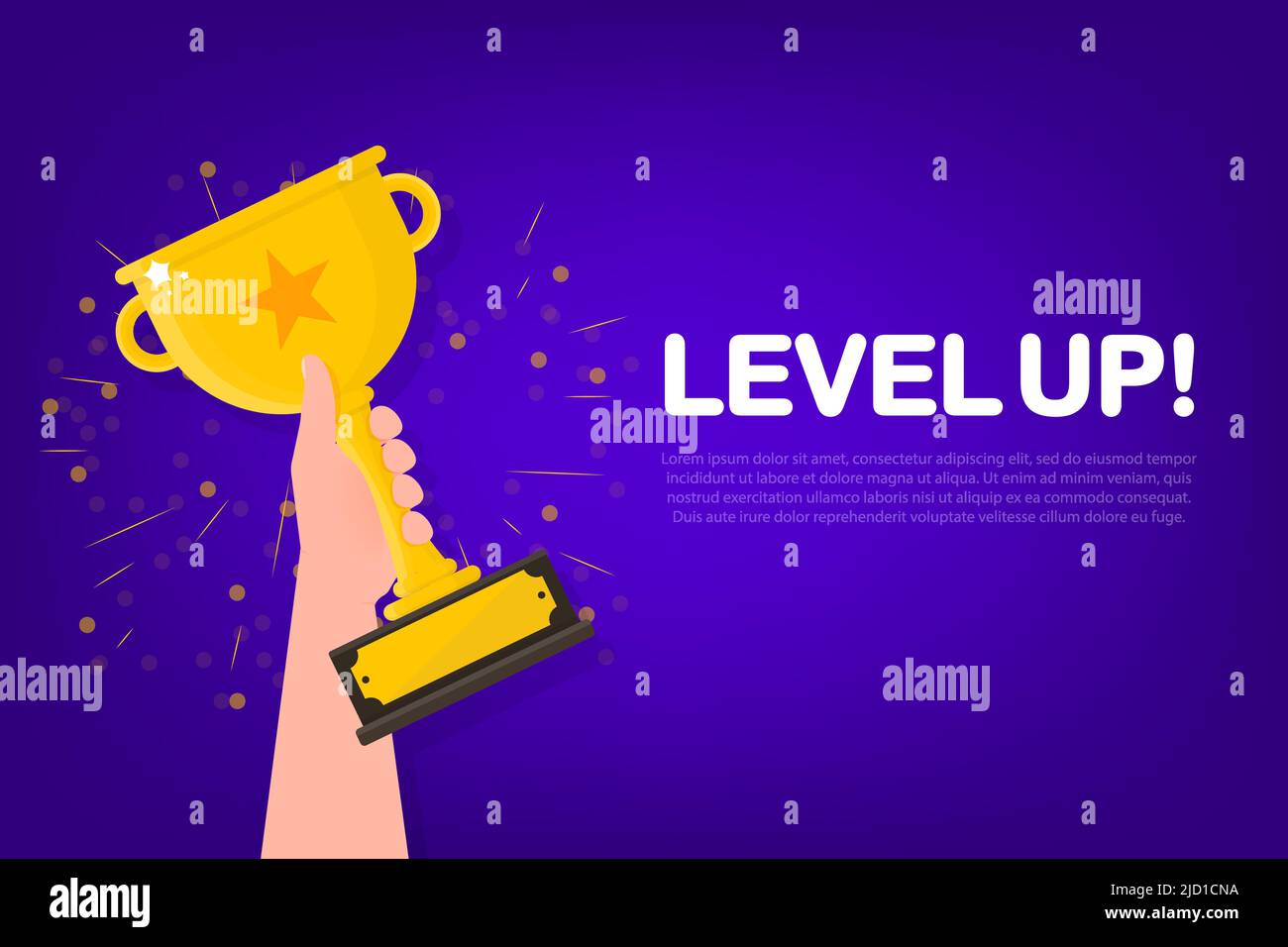Level up icon. Golden star with text and glowing effects. Banner vector ...