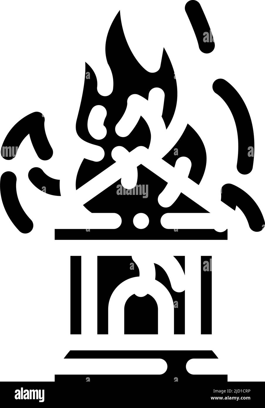 burning bank glyph icon vector illustration Stock Vector Image & Art ...