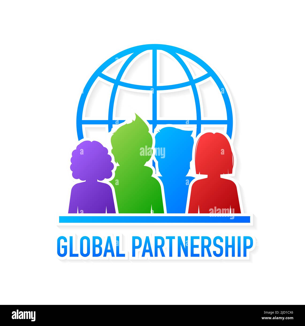Flat style global partnership. Global social network. Digital ...