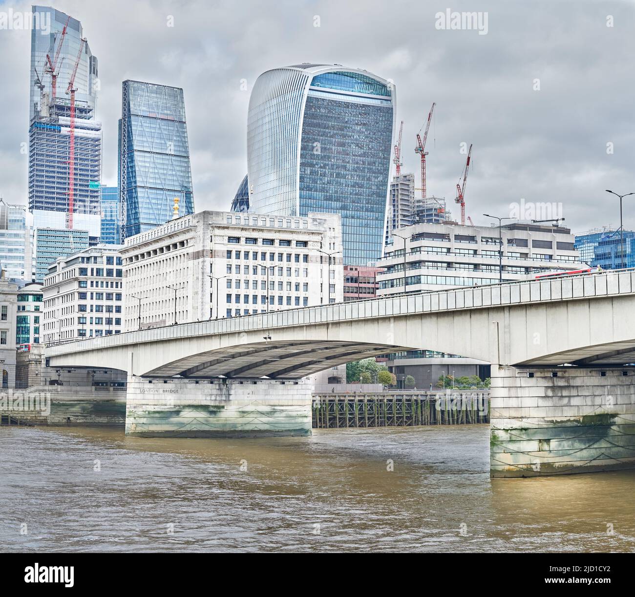 Waterloo bridge over the river Thames, and the city of London, England ...