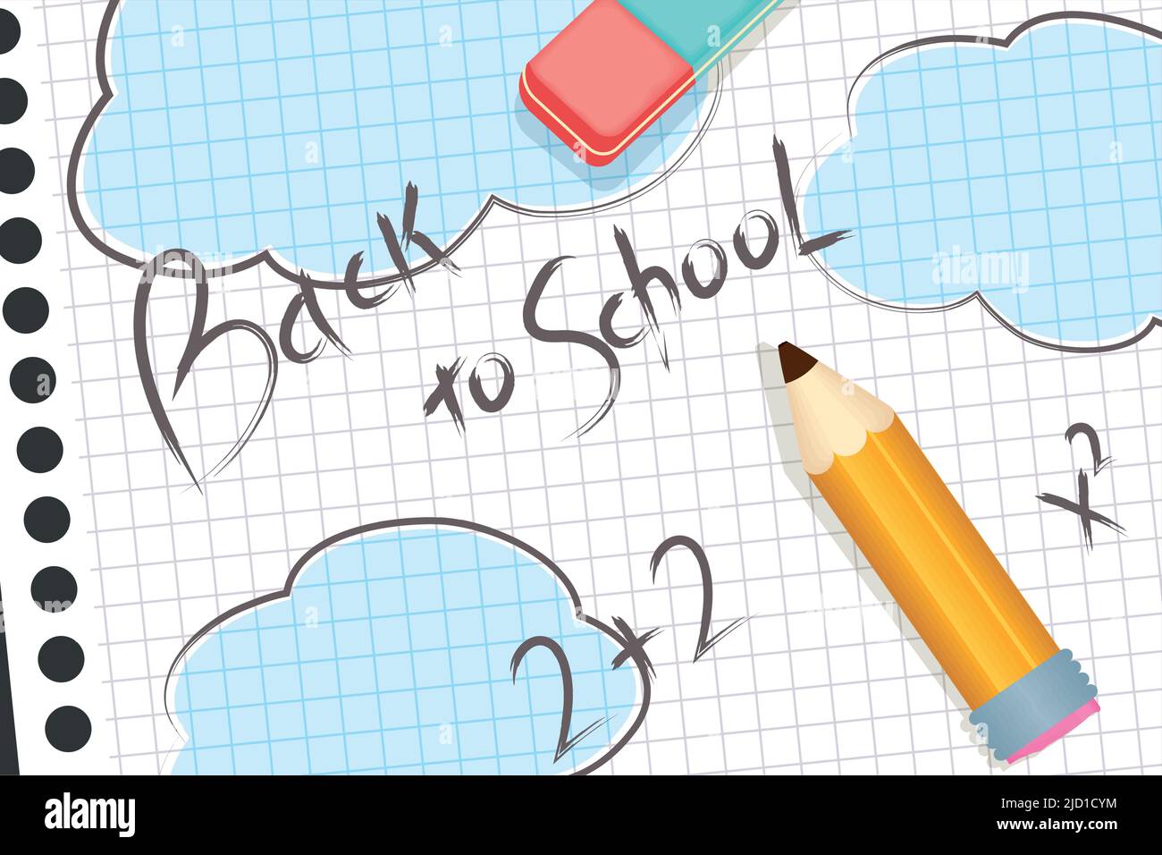 back to school lettering postcard with pencil Stock Vector Image & Art ...