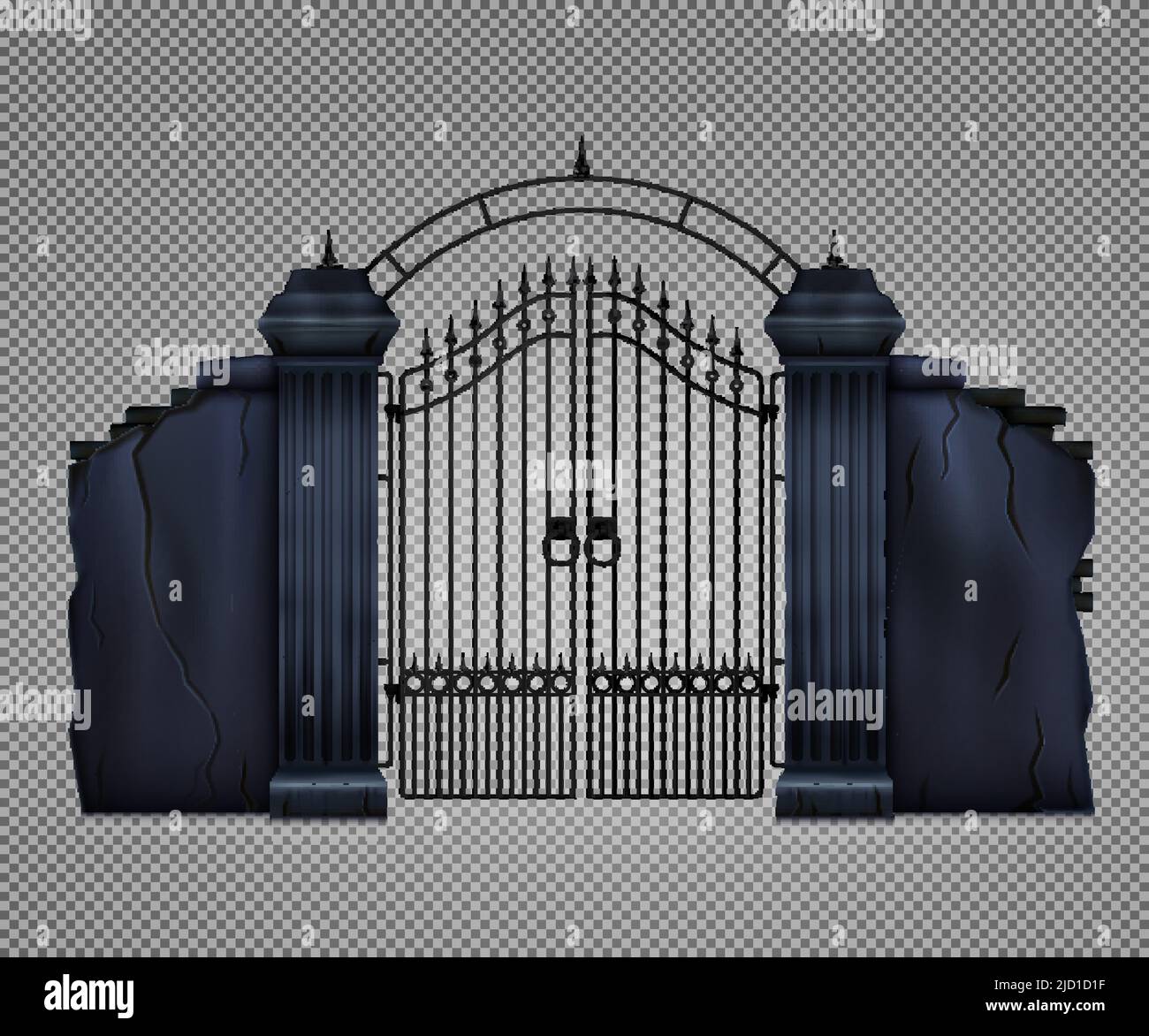 Old dark gothic cemetery gate on transparent background realistic ...