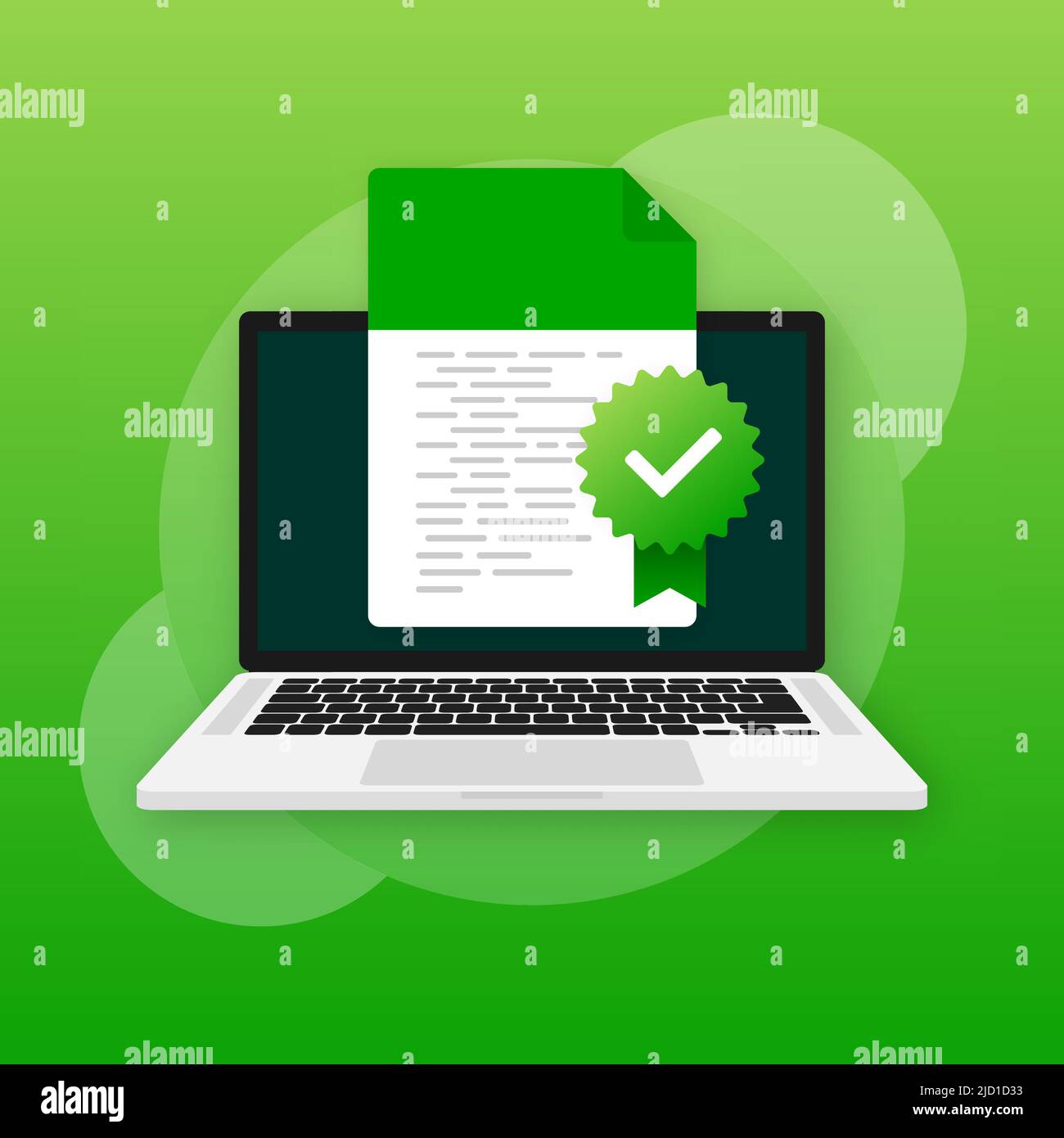 Approved document with checklist. Document with red and green stamps ...