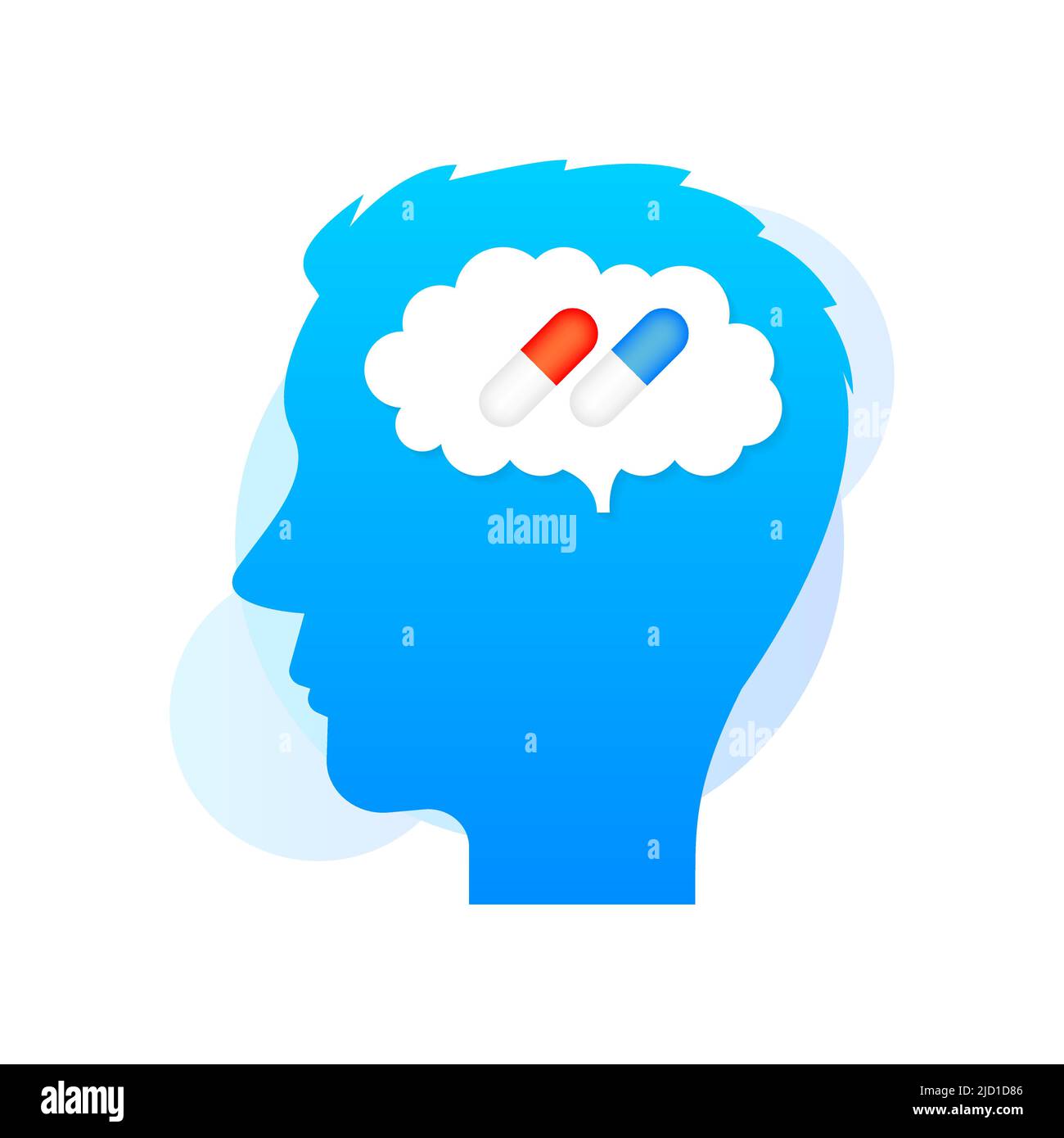Cartoon character pills brain. Tech support. Vector illustration Stock ...