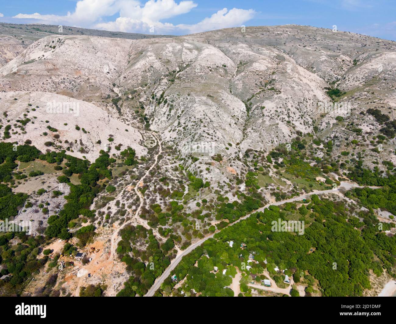 Drone shot, karstic mountains, Stara Baska, Stara Baska, Krk Island ...