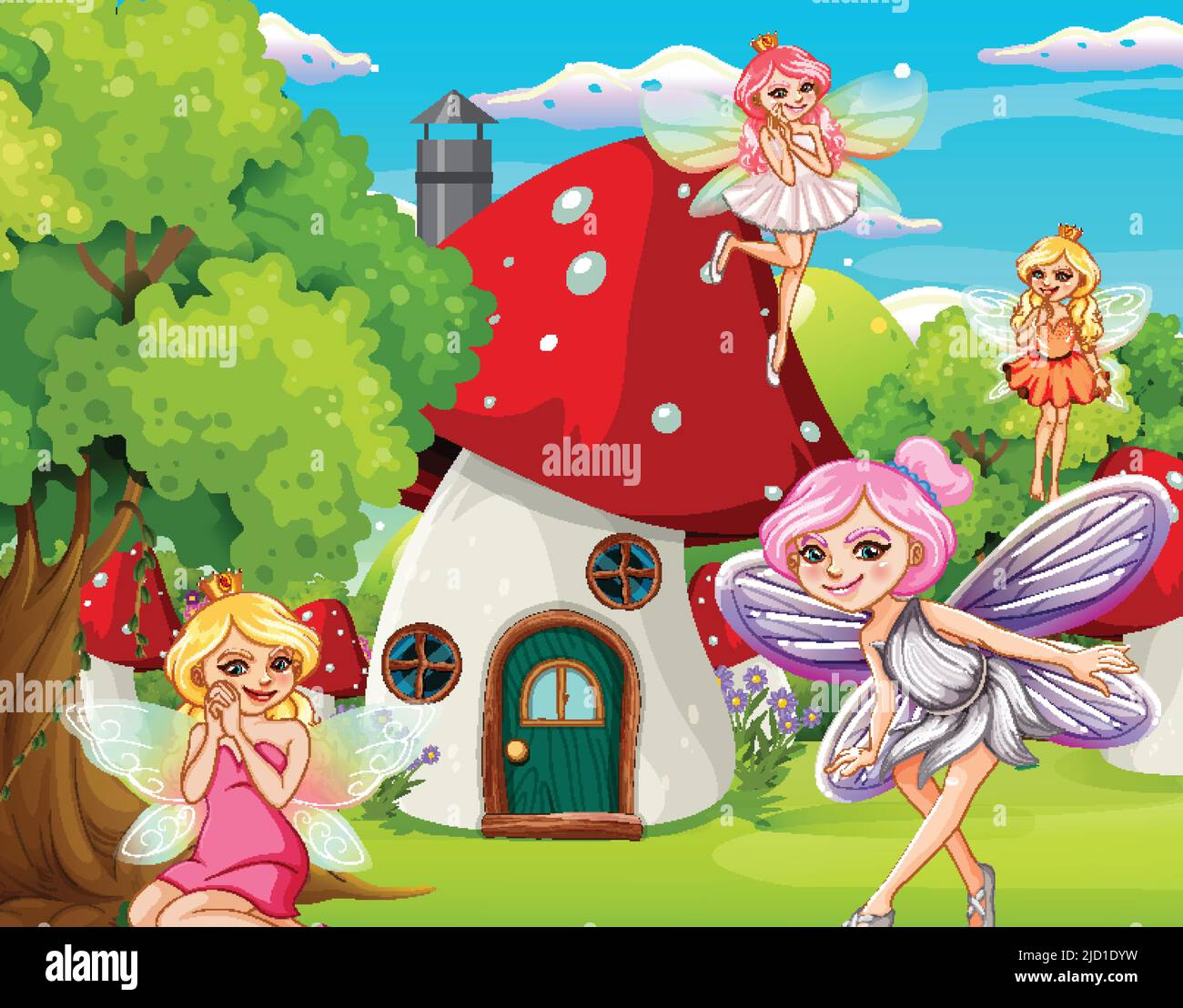Fairies at fantasy land illustration Stock Vector Image & Art - Alamy