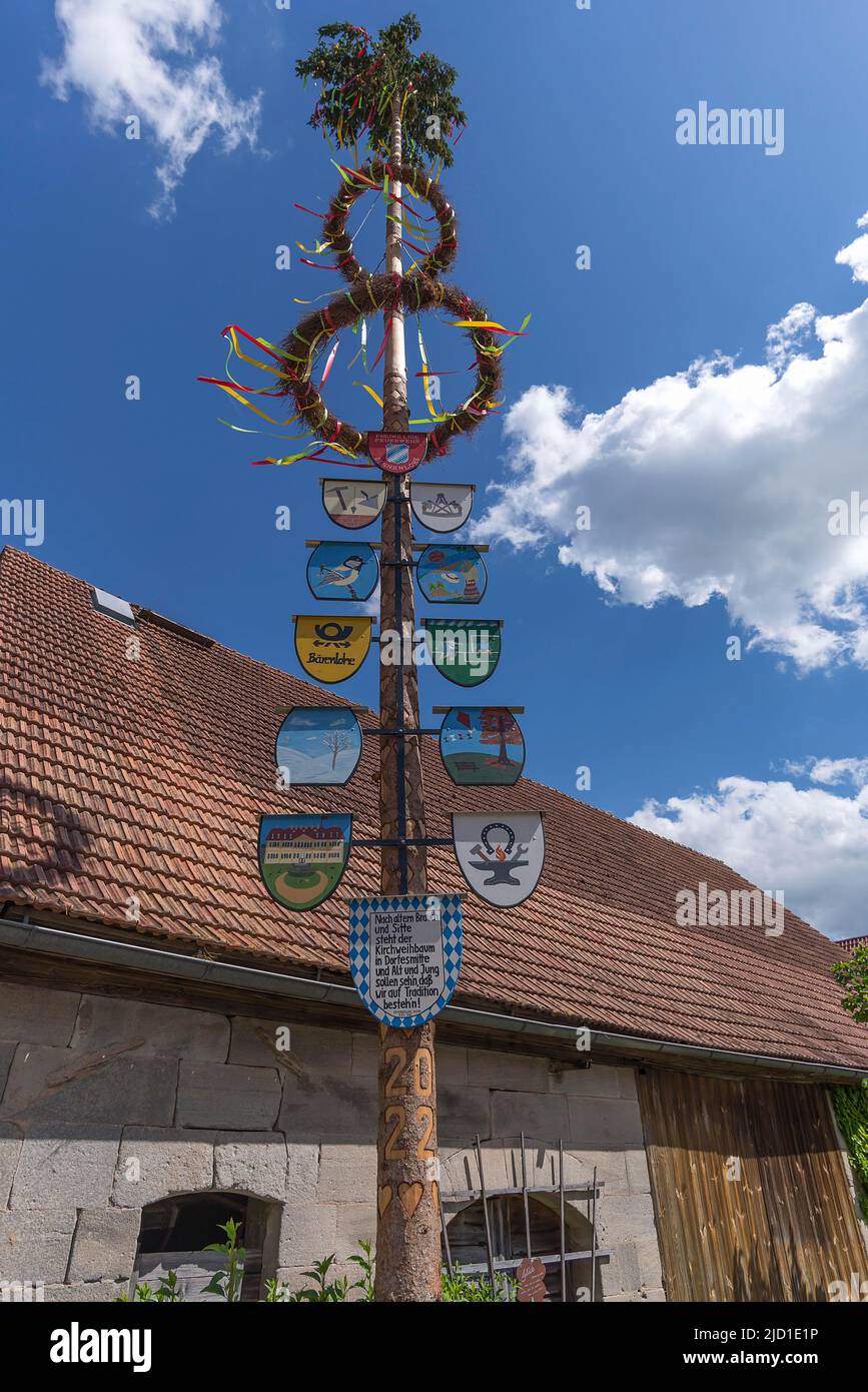 Church fair tree in Dennenlohe, Middle Franconia, Bavaria, Germany ...