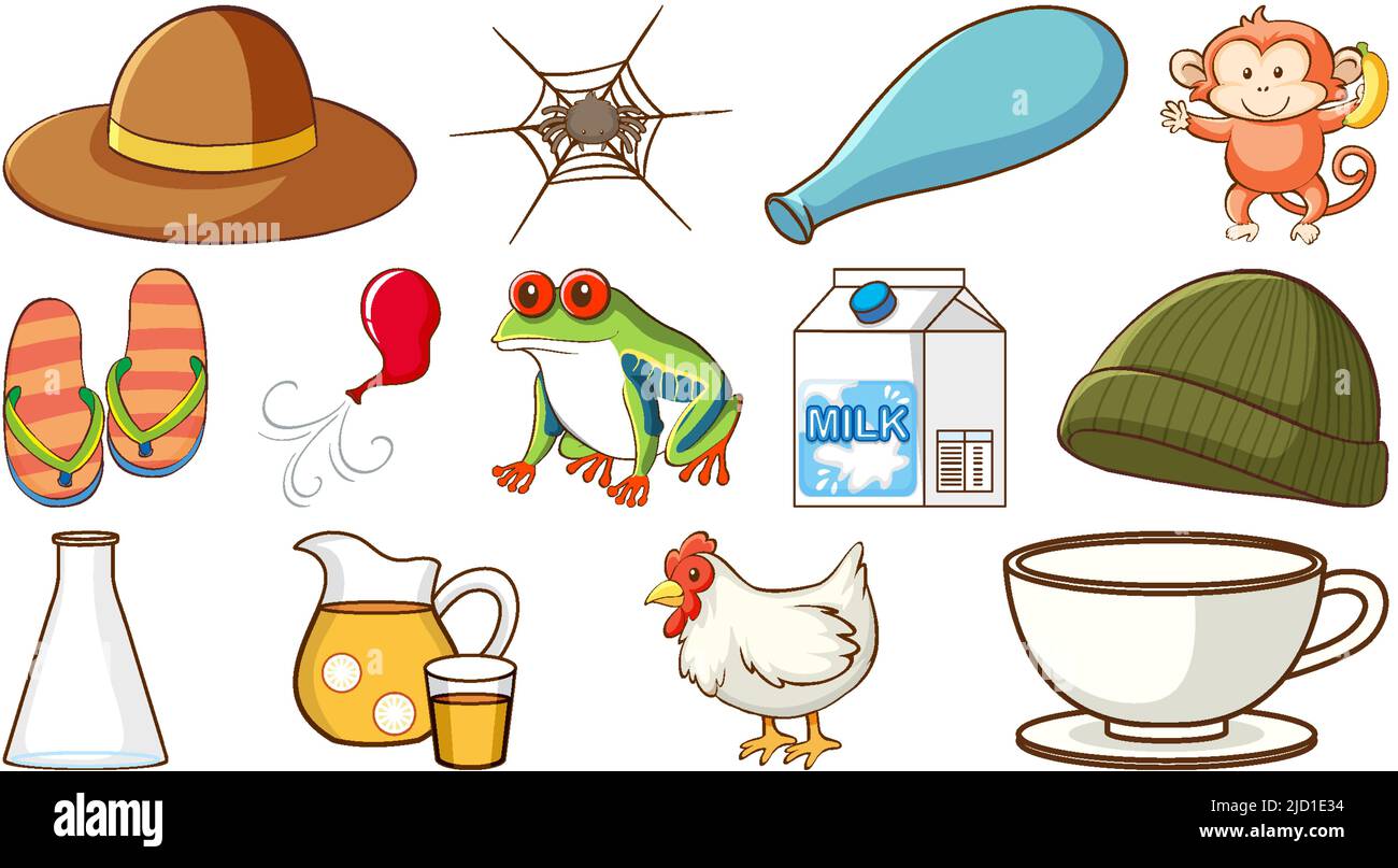 Cute animals and other items illustration Stock Vector Image & Art - Alamy