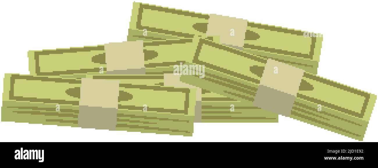 Money banknotes stack in cartoon style illustration Stock Vector Image ...