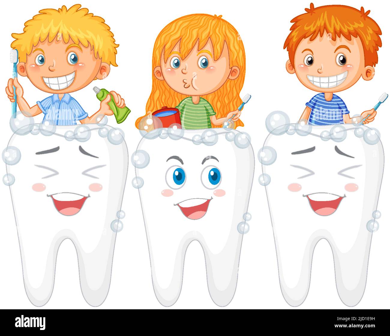 Group of children cleaning teeth illustration Stock Vector Image & Art ...