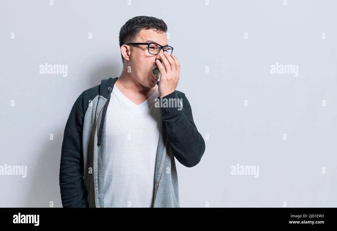 People with bad breath problem, Concept of person with halitosis and ...