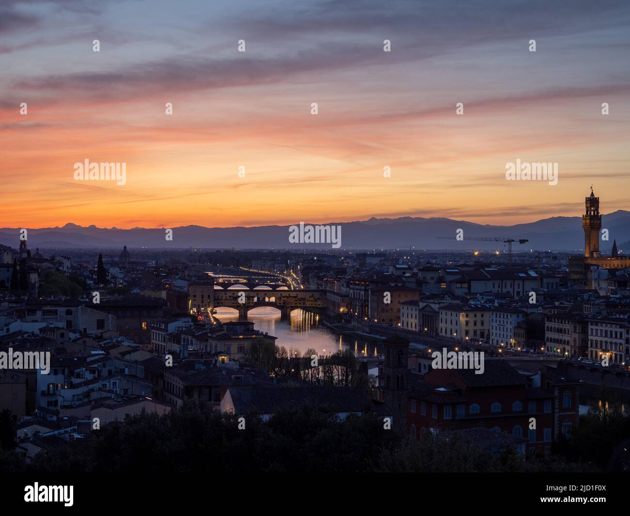 View of Florence after sunset from Piazzale Michelangelo, Florence ...
