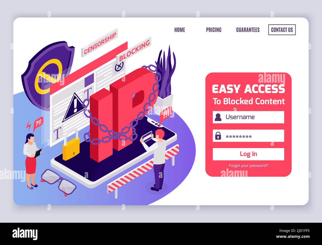 Blocked web page access internet censorship bypassing isometric website ...