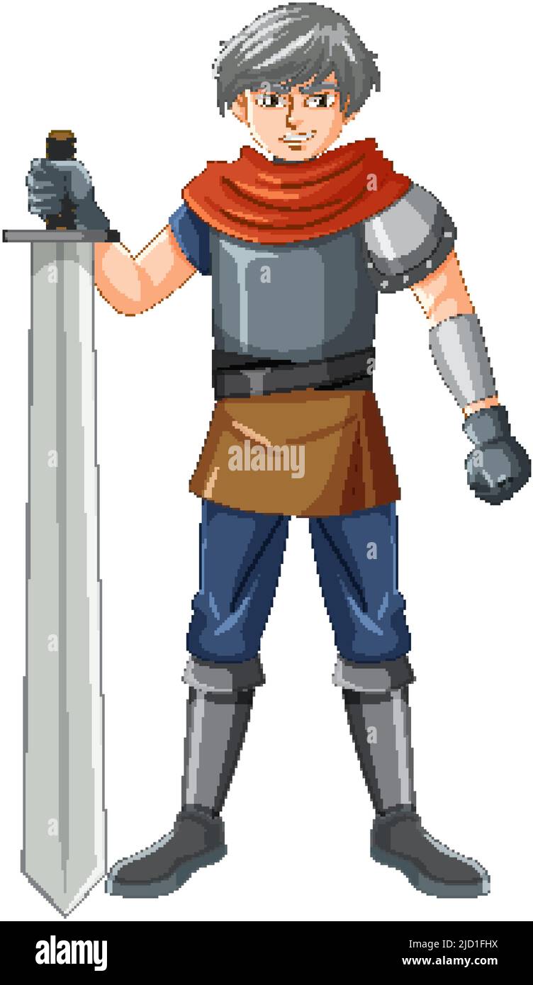A knight cartoon character on white background illustration Stock ...