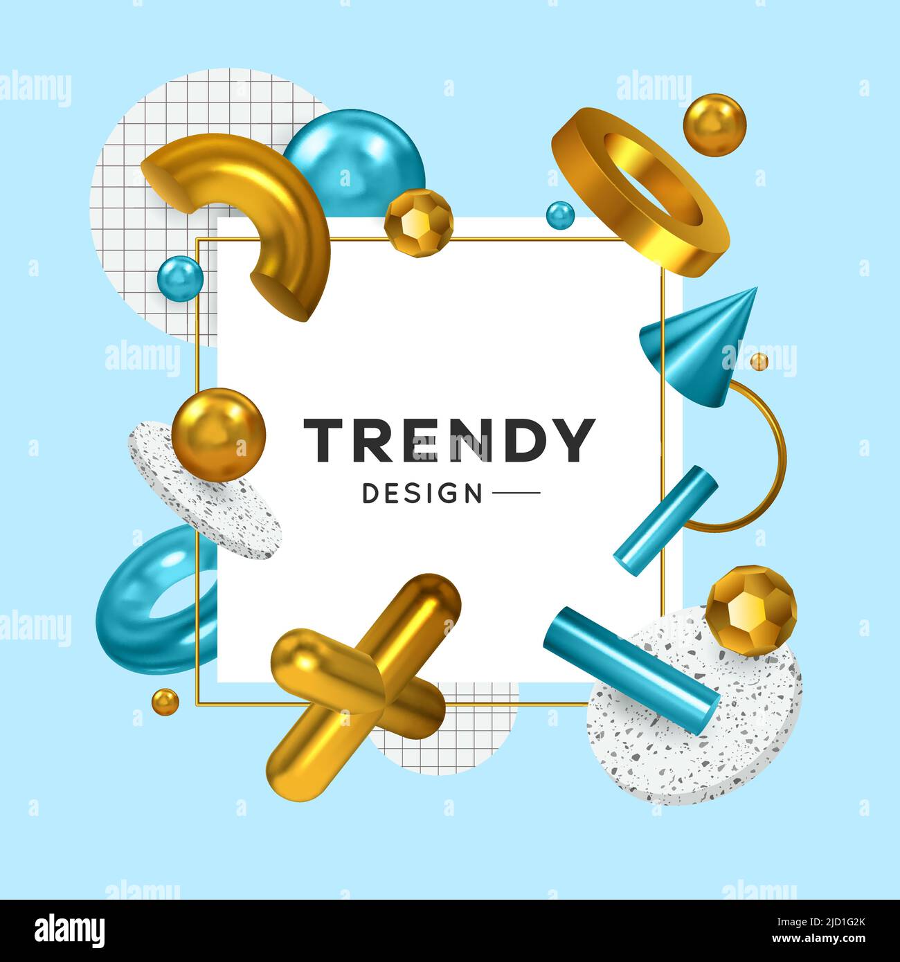 Trendy geometric shapes decorative elements faceted beads golden cross ...