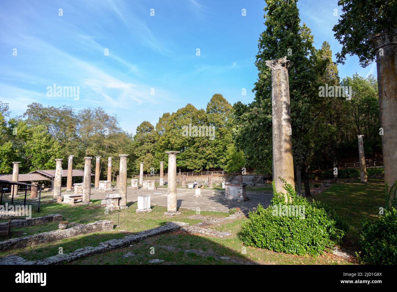 ruins of an ancient Roman city with columns in an Italian ...