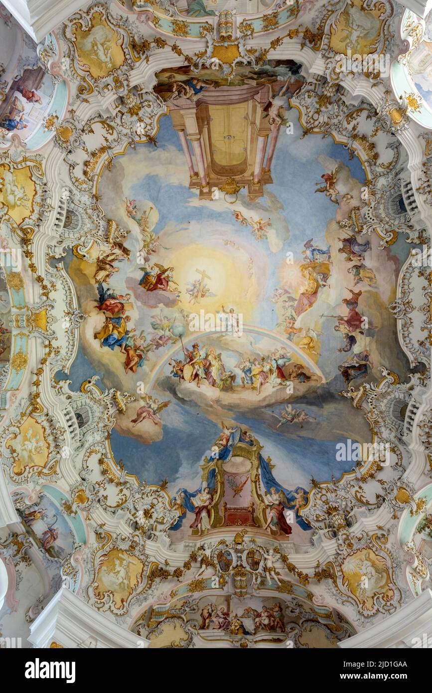 dome, The Baroque Pilgrimage Church of Wies, Wieskirche, Bavaria ...
