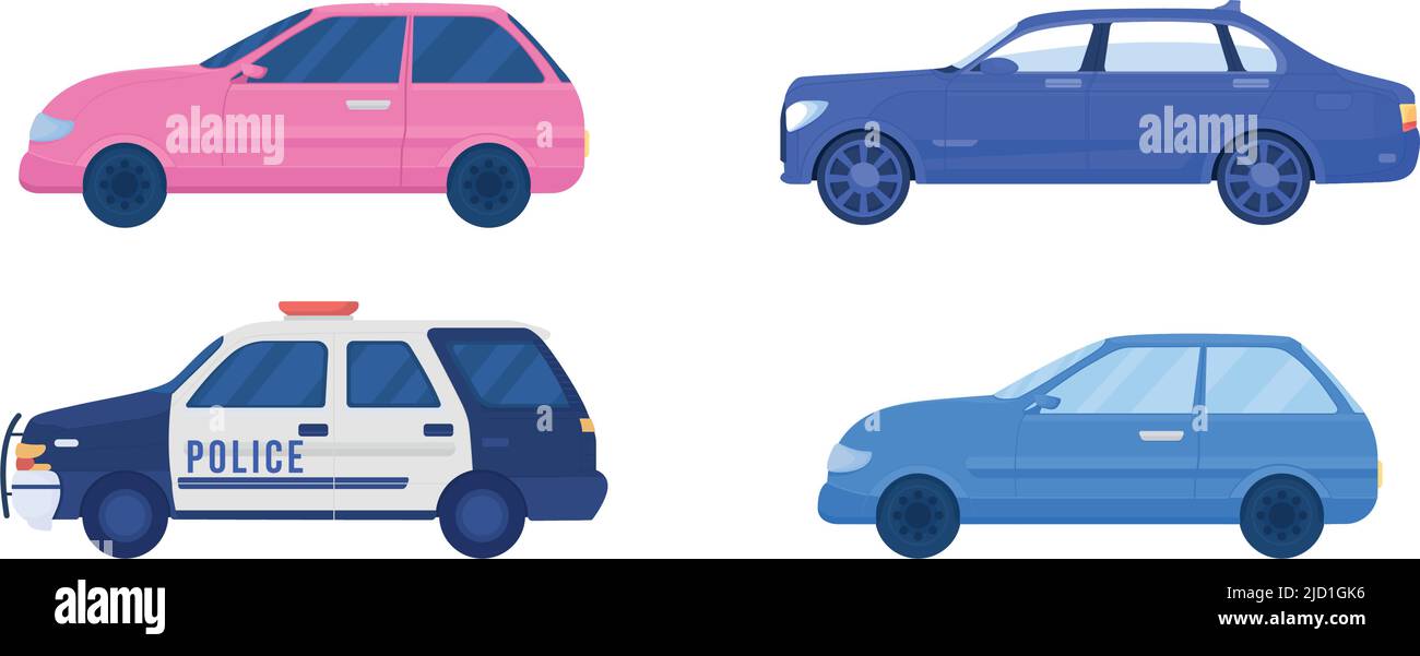 Different cars semi flat color vector objects set Stock Vector Image ...