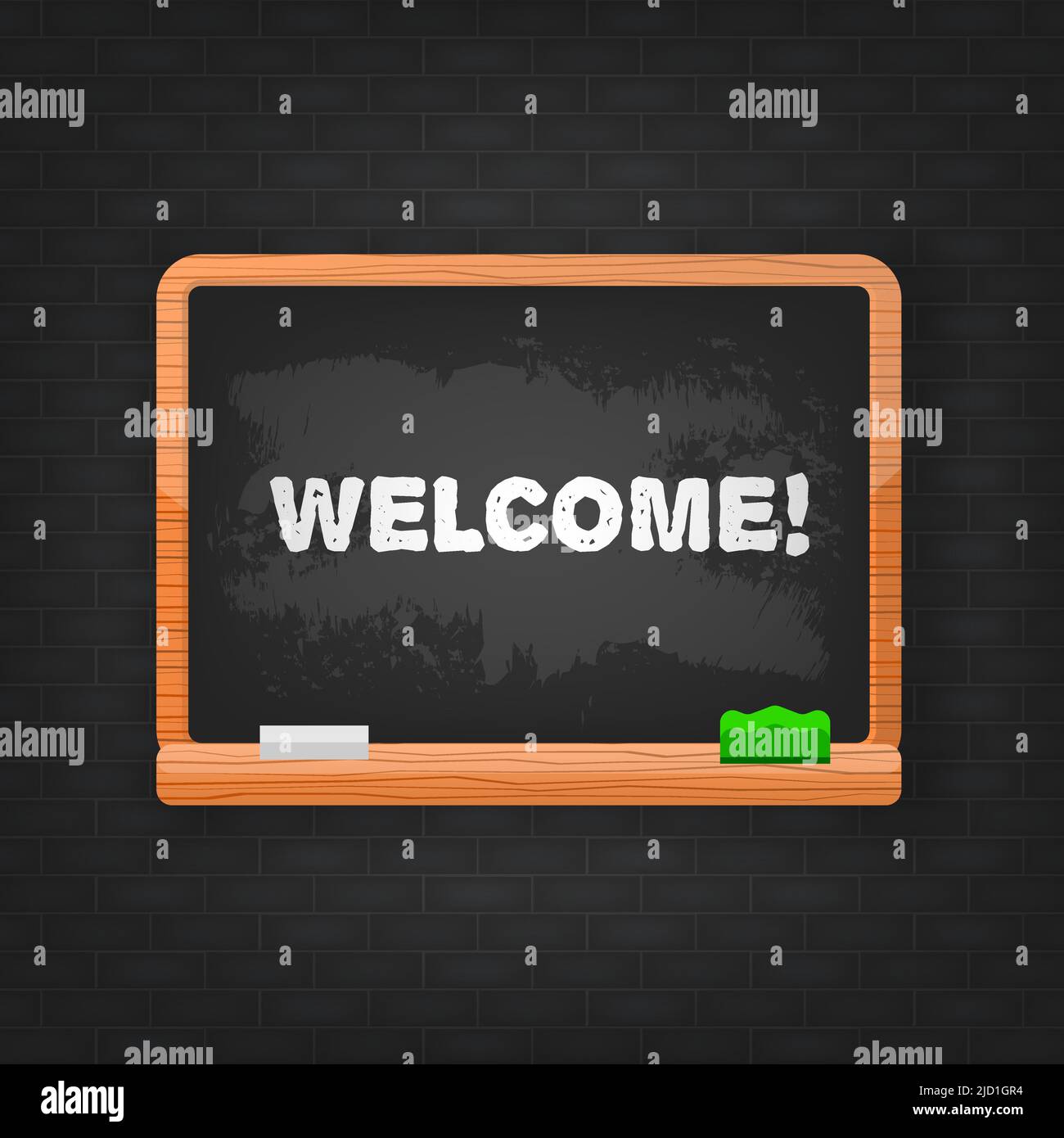 Welcome school board in flat style on black background. Vintage ...