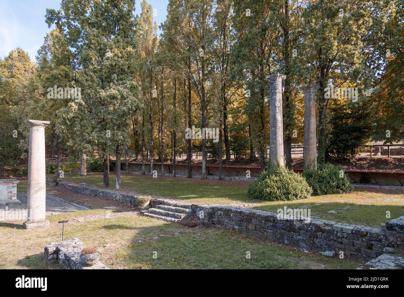 ruins of an ancient Roman city with columns in an Italian ...