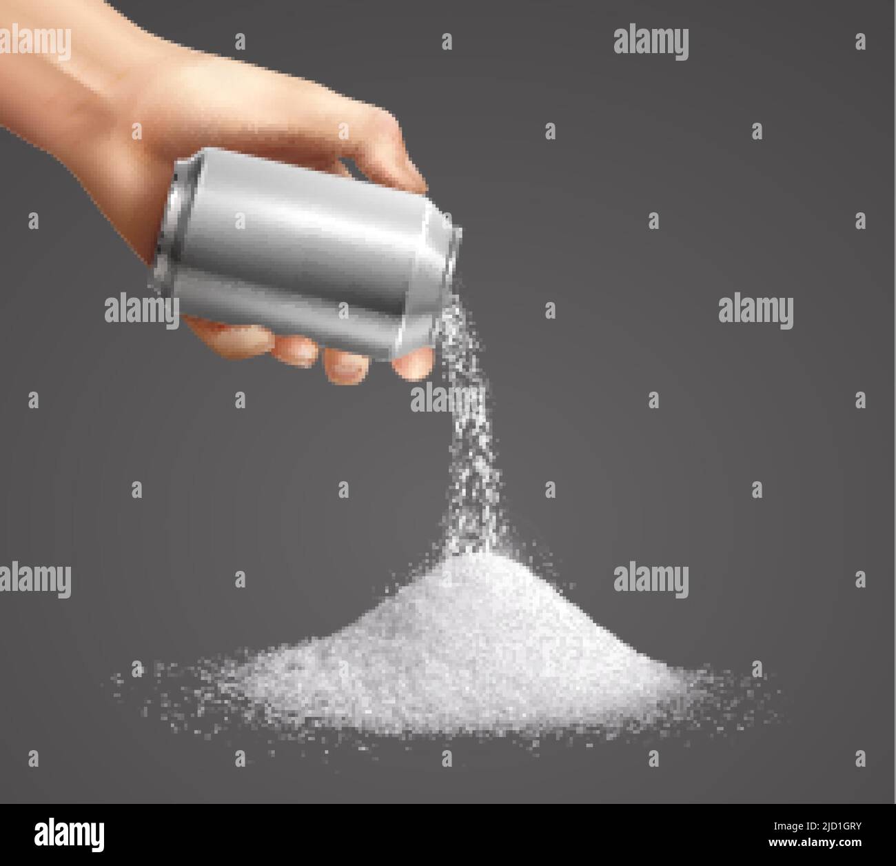 White sugar with hand water and soda can realistic vector illustration ...