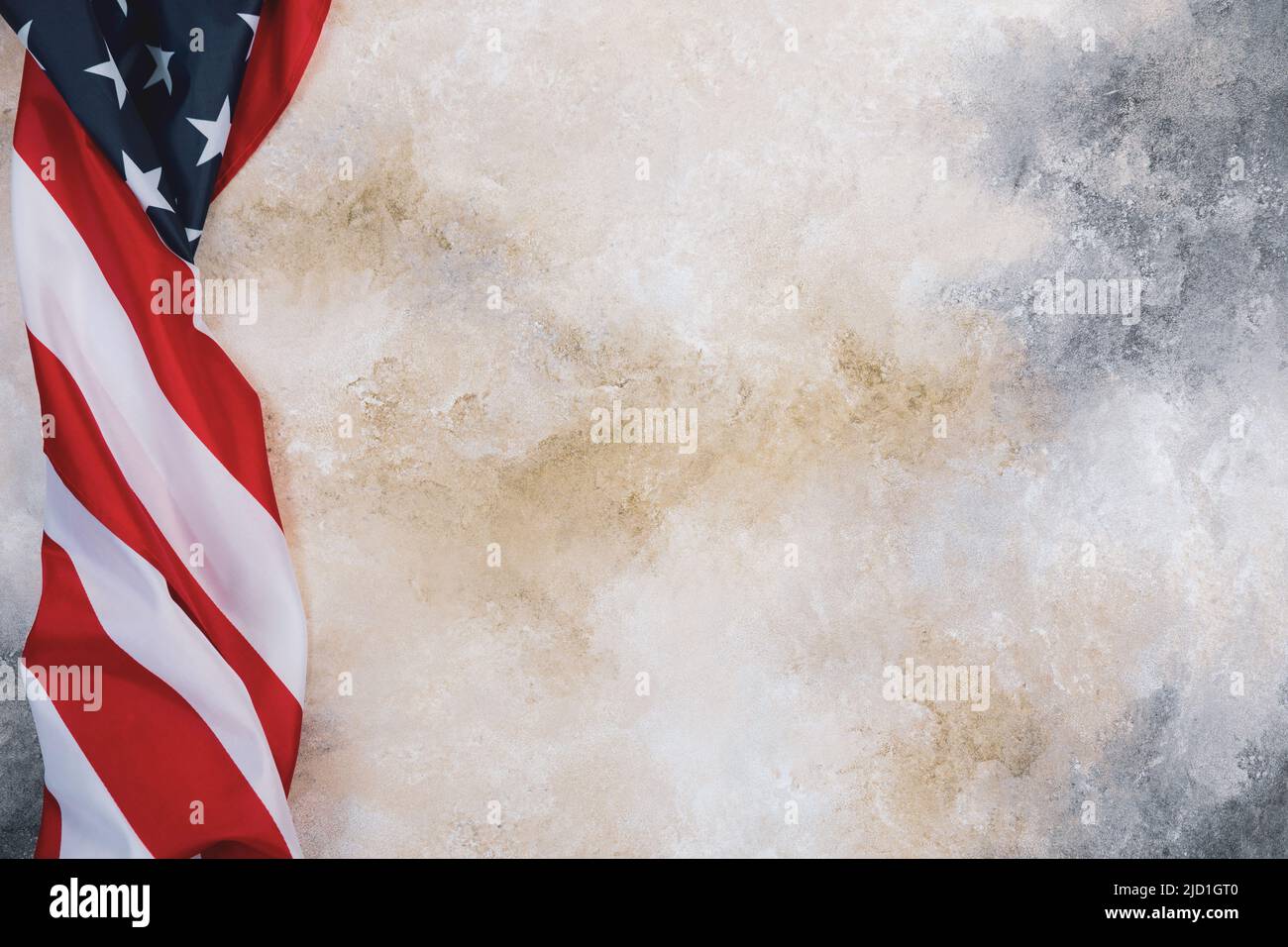 Close up of ruffled American flag . Satin texture curved flag of USA ...