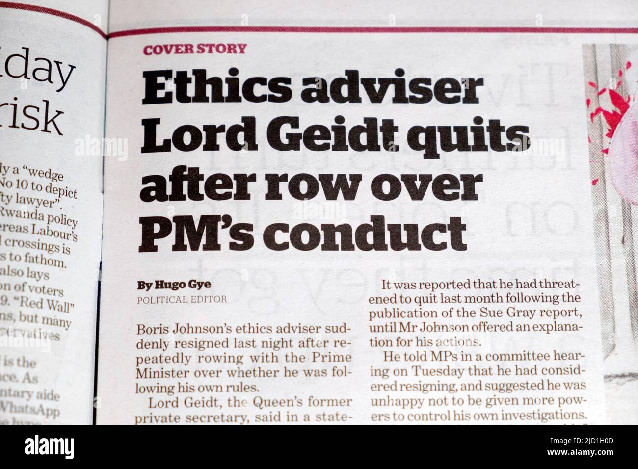 'Ethics adviser Lord Geidt quits after row over PM 's conduct' i ...