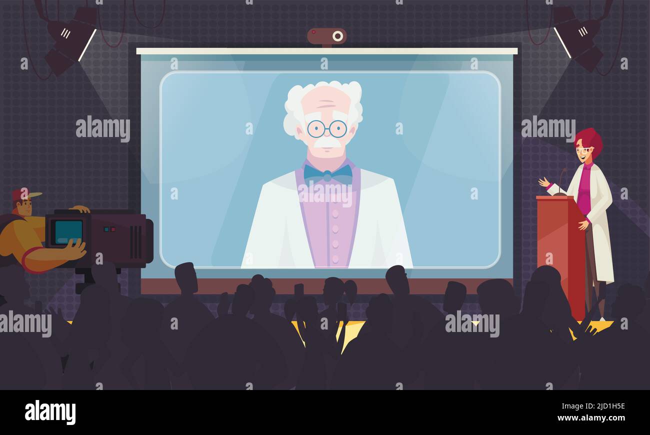 Medical conference colored composition online conference with two ...