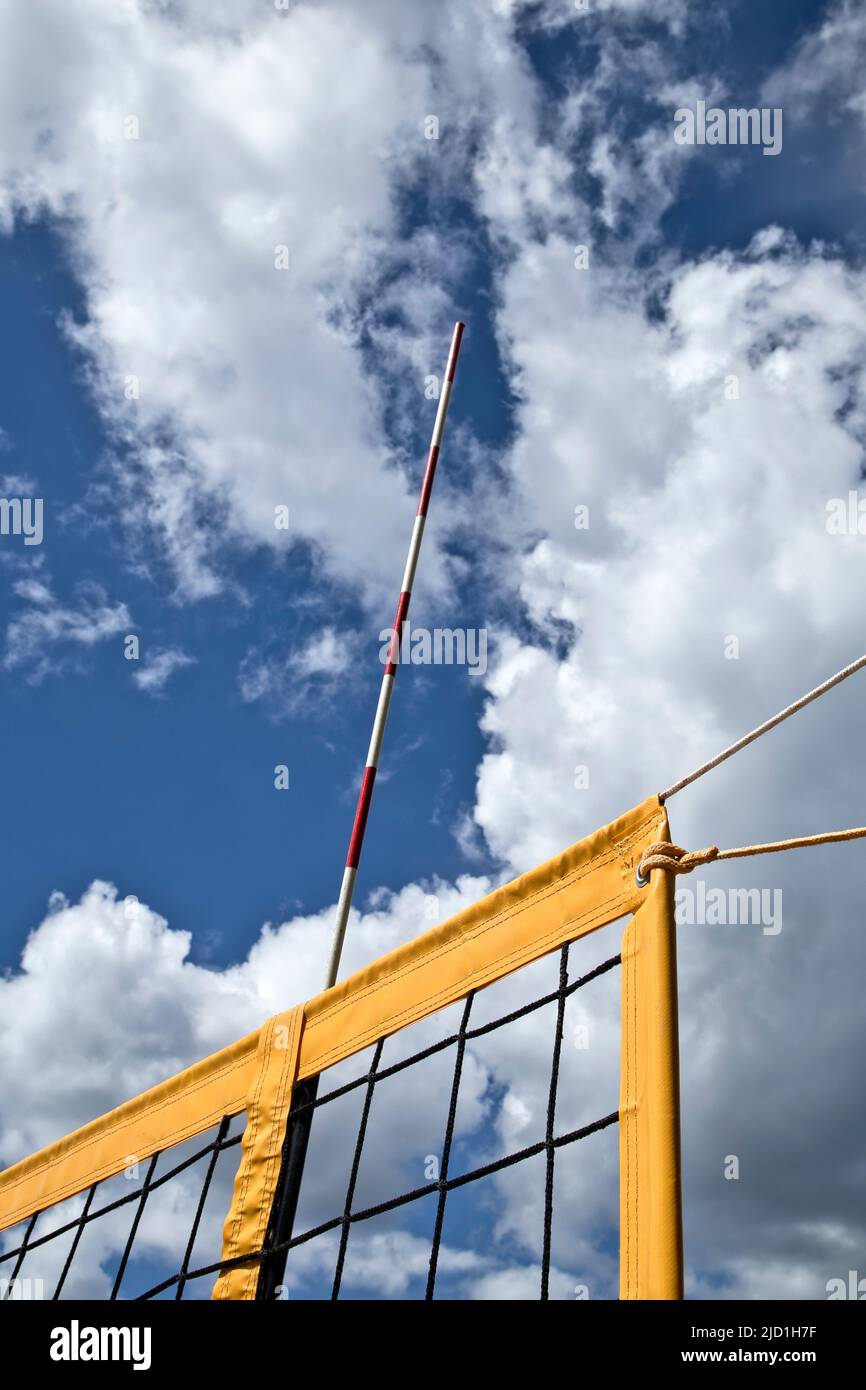 yellow beach volleyball net outdoors Stock Photo - Alamy