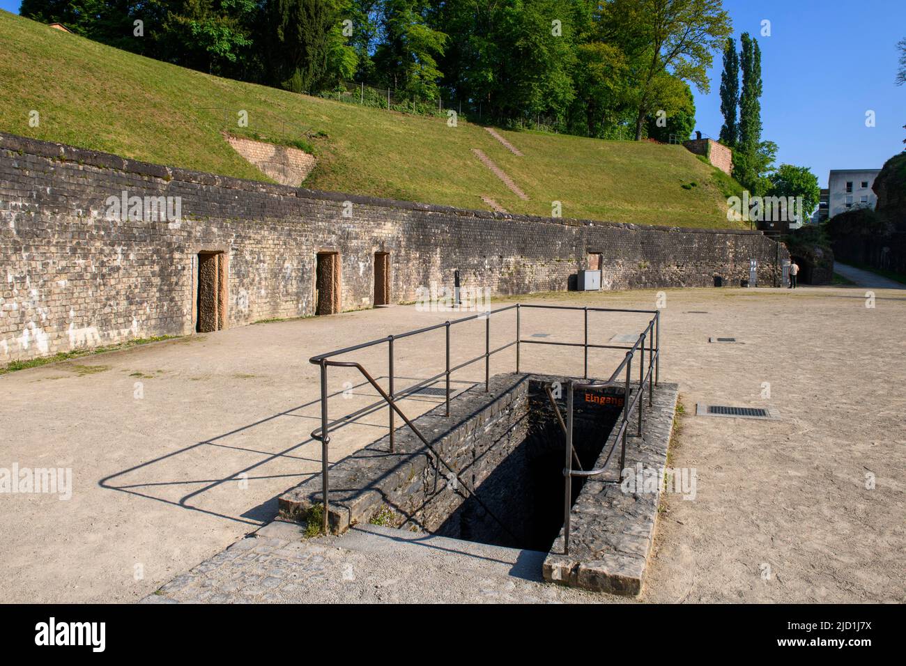 Entrance stairs to basement cellar Arenakeller of historic Roman ...
